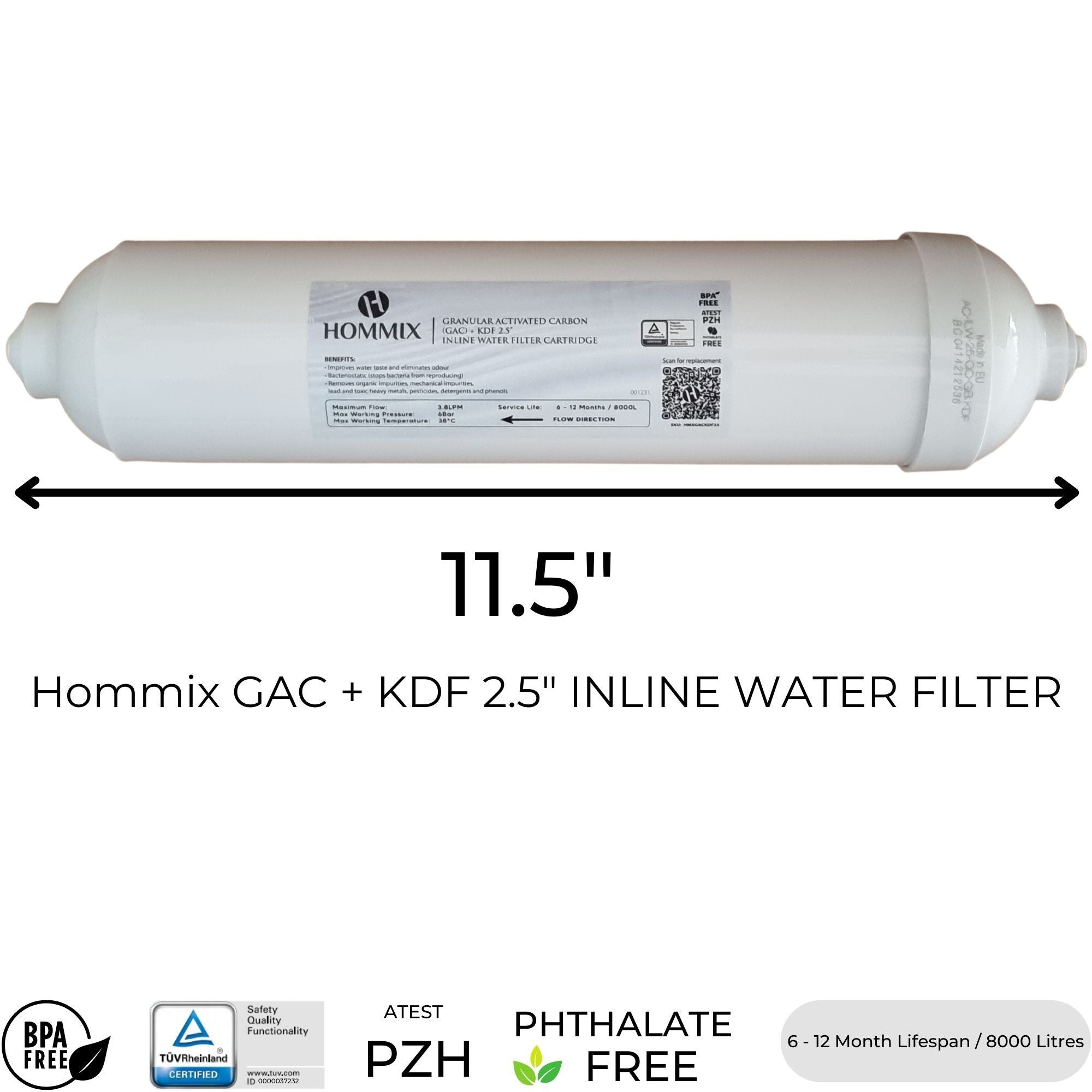 Hommix Advanced Under Sink Drinking Water Filter Kit GAC + KDF System ...
