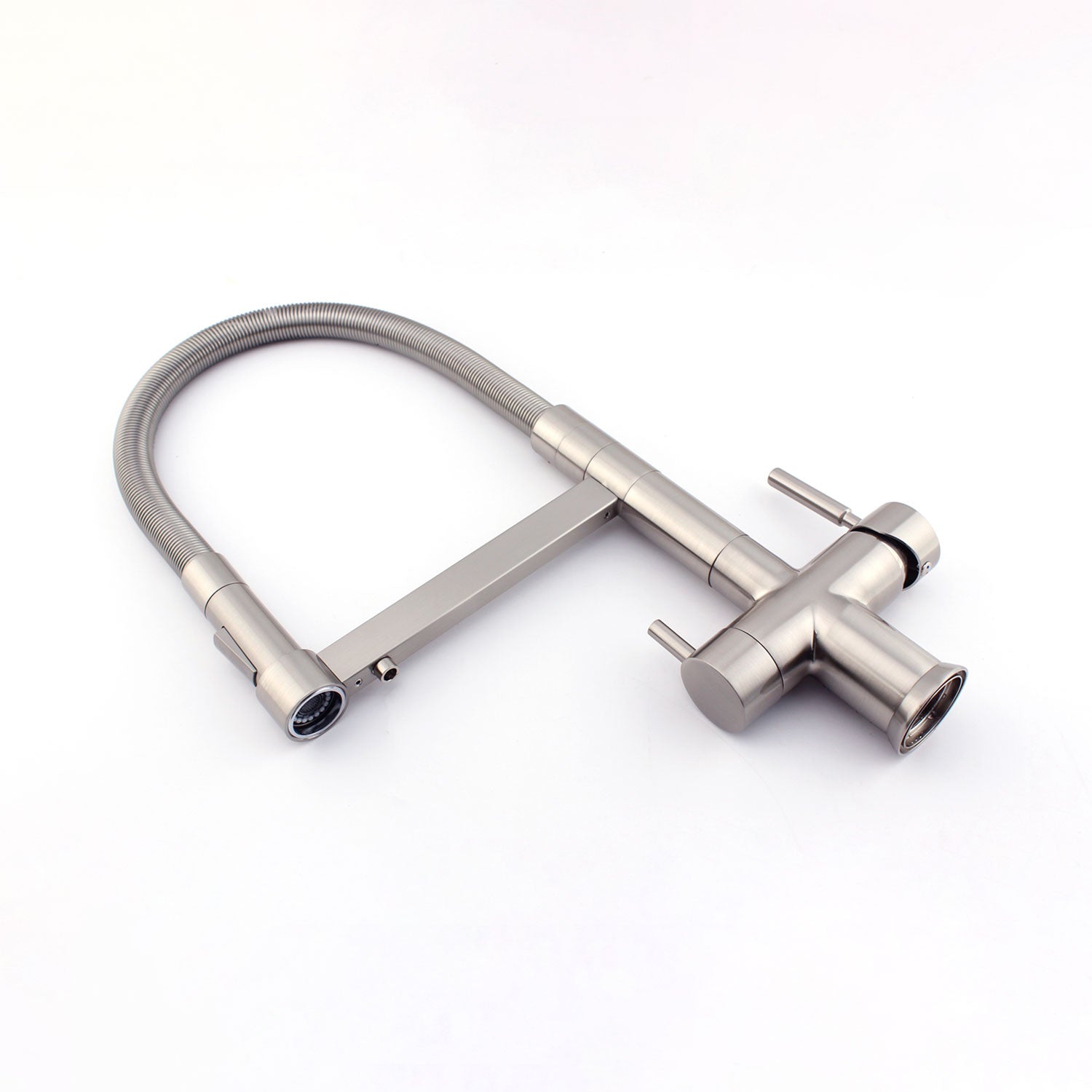 Savona Brushed Nickel Pull-Out Spray Triflow Tap | Hommix UK