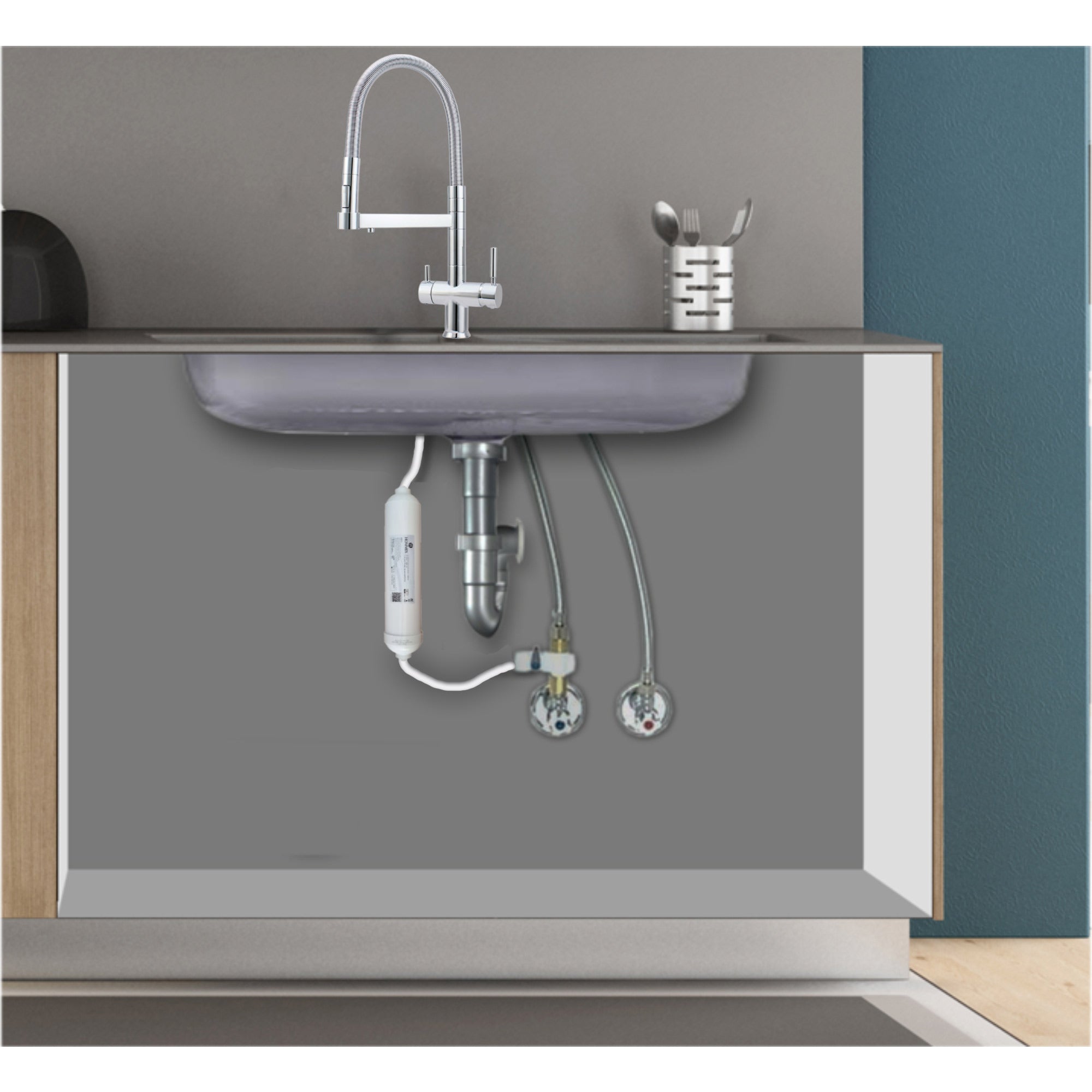 Savona Chrome 3-Way Tap & Under-Sink Filter Kit | Hommix UK