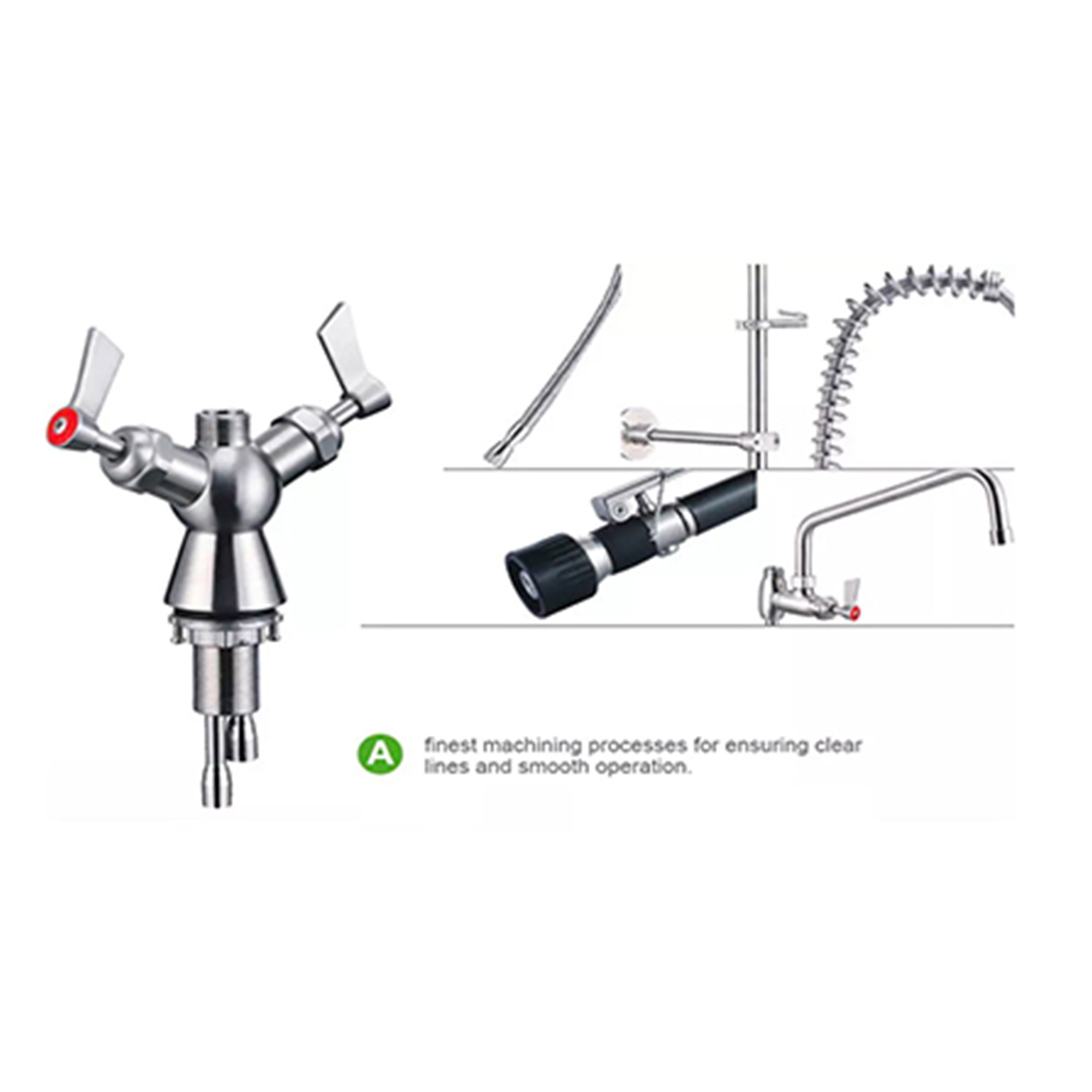 Hommix Udine Tall Commercial Restaurant Kitchen Pre-Rinse Spray Tap ...